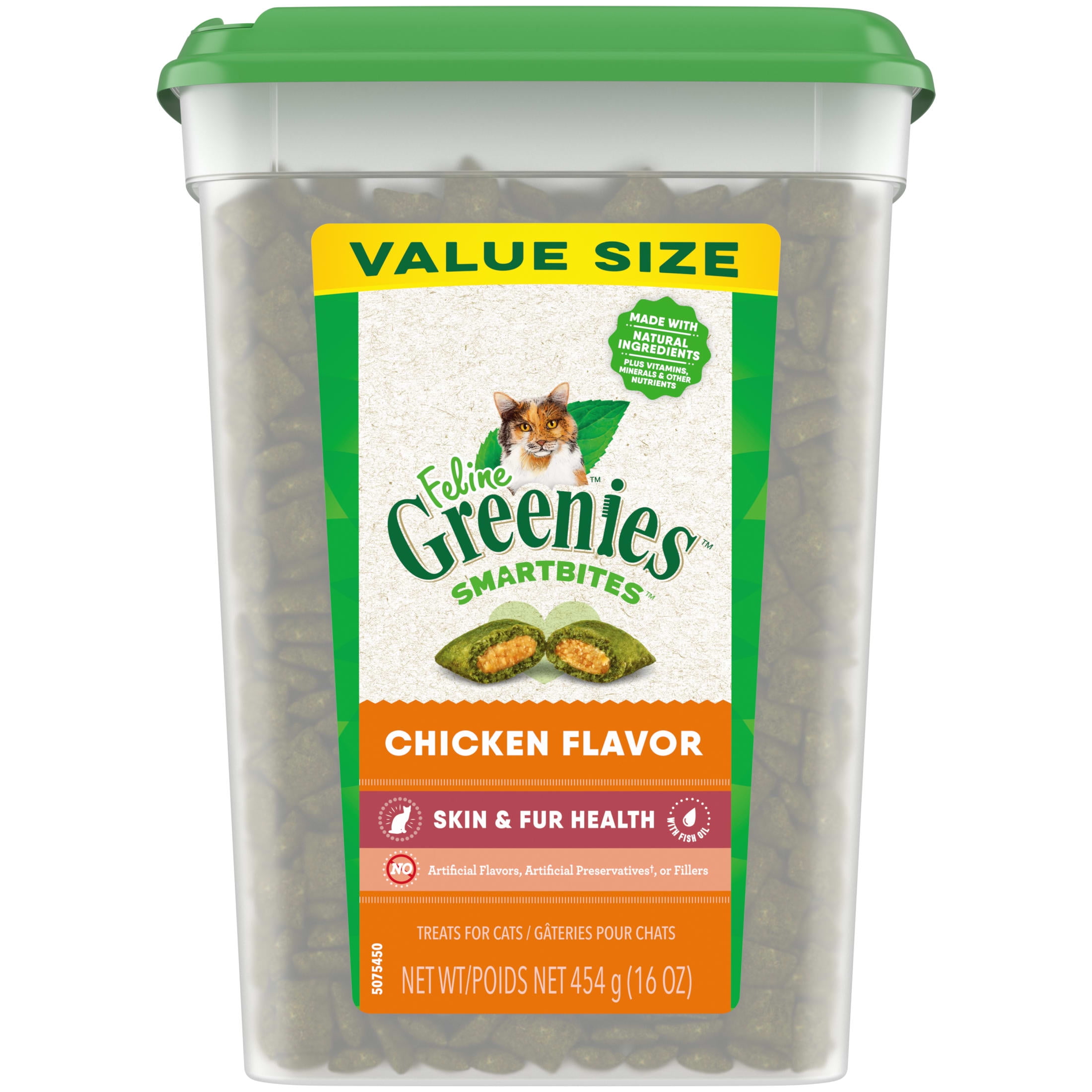 GREENIES Chicken Flavor Soft Crunchy Cat Treats 16 oz for Skin & Fur ...