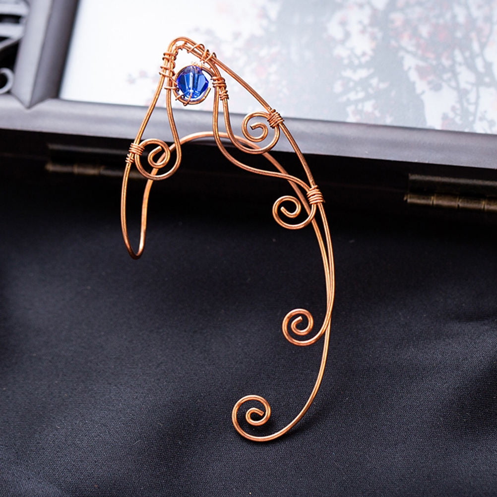 FELTECHELECTR 1 Pair Copper Clip-on Ear Cuffs Multi Color Elf Ear Shape ...