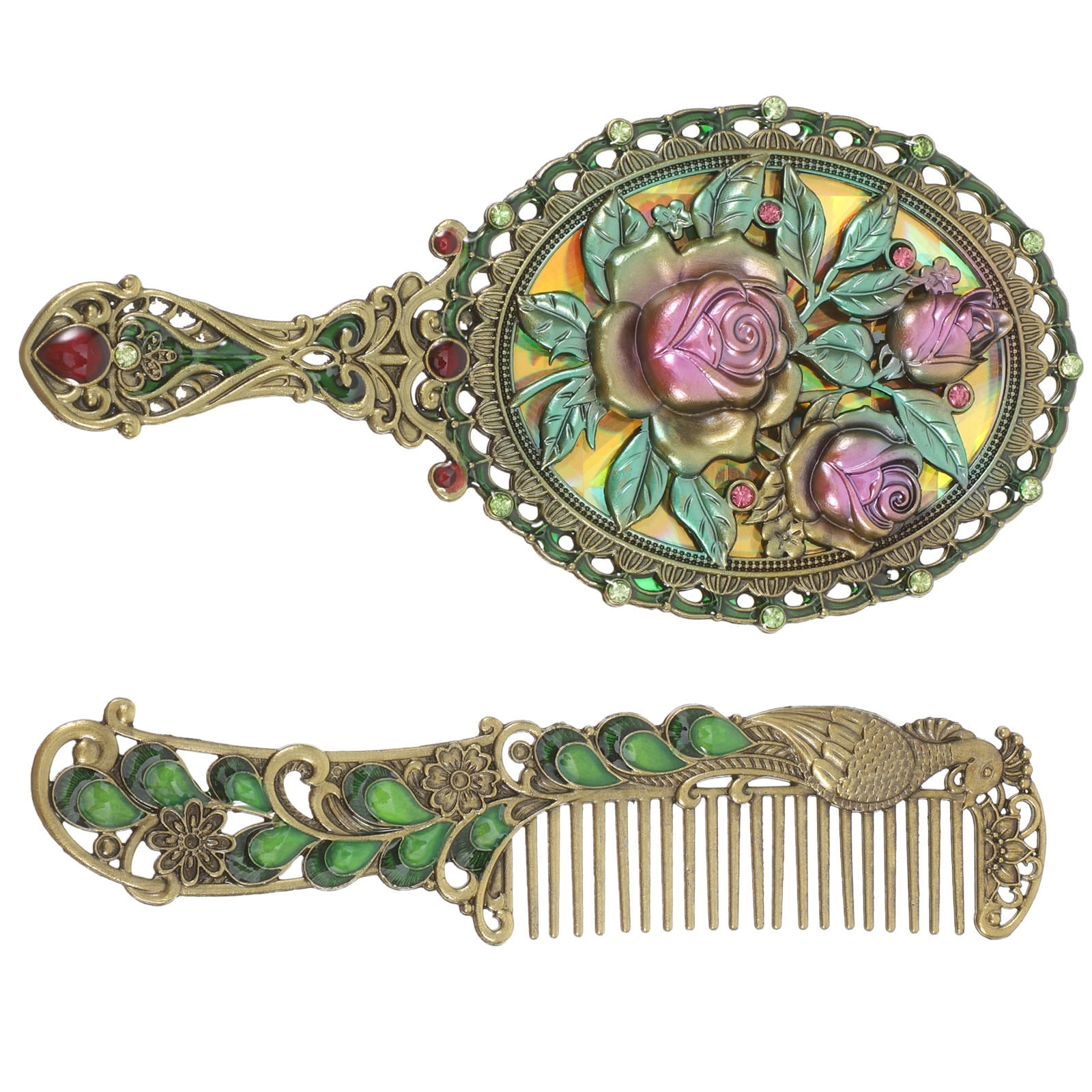 FELTECHELECTR 1 Set Cute Hand Mirror with Comb for Girls and Women ...