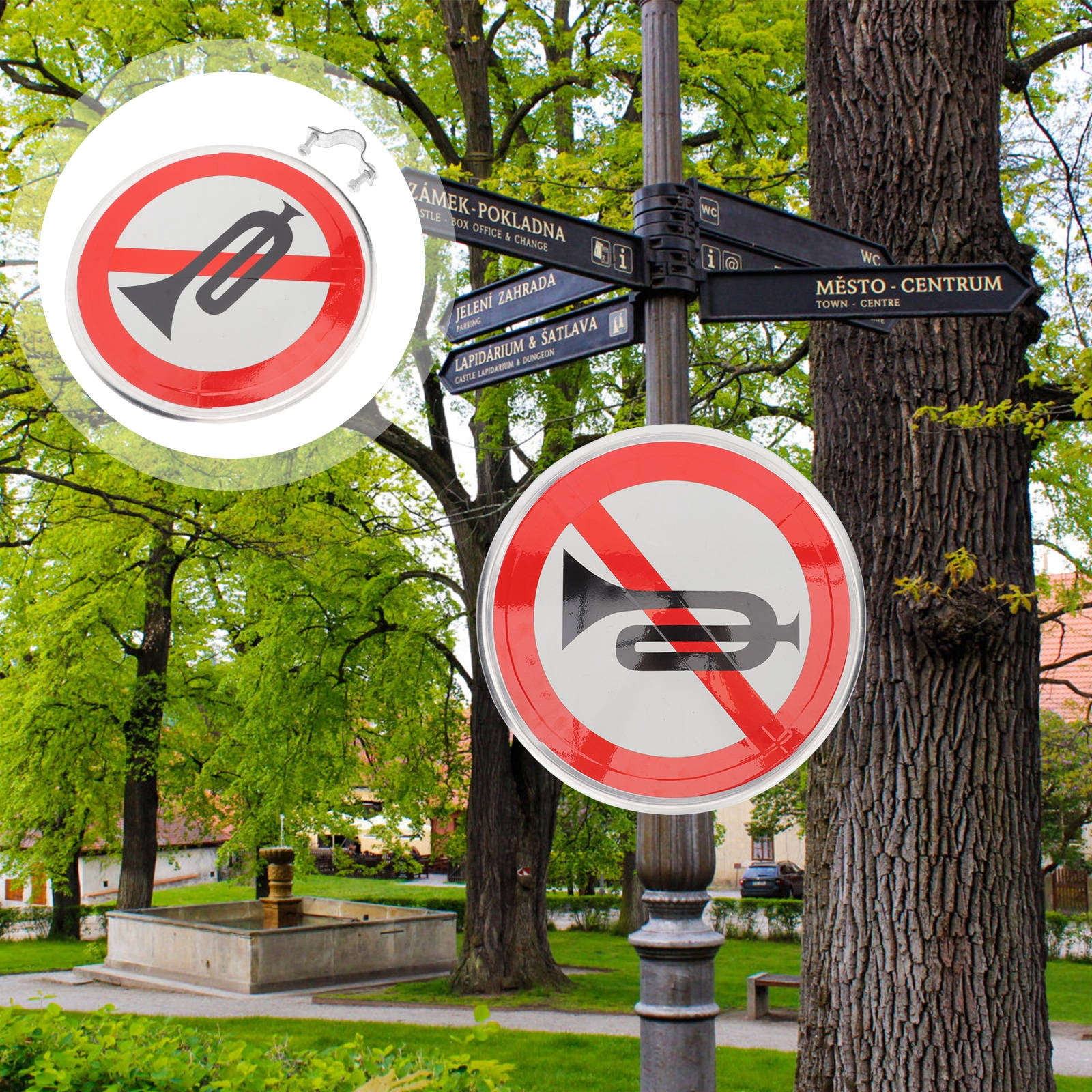 FELTECHELECTR 1 Set No Horn Sign Reflective Warning Signs for Public ...