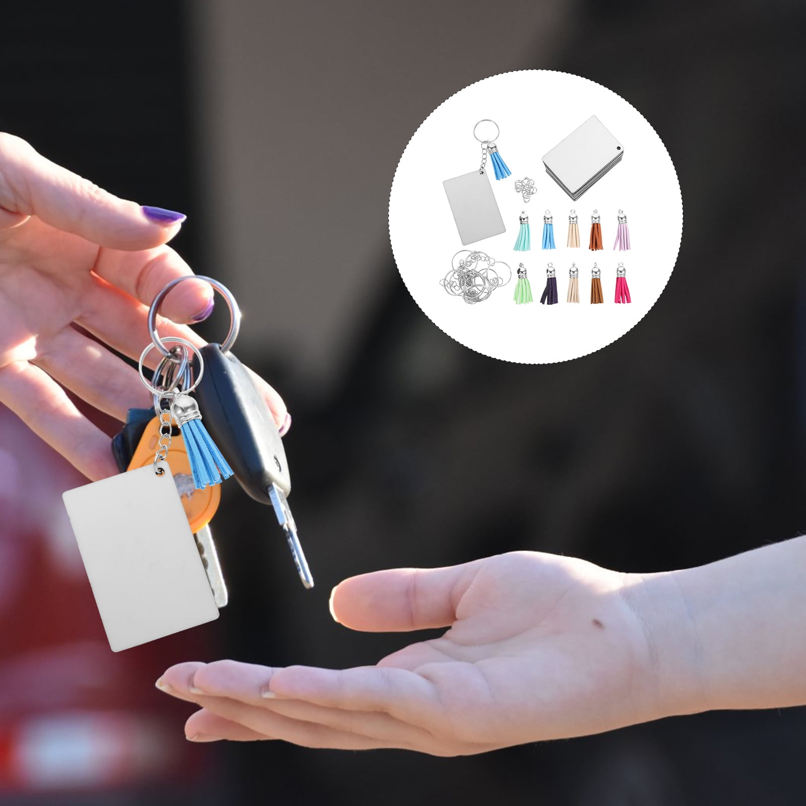 FELTECHELECTR 10 Sets Sublimation Keyrings Diy Sublimation Multi Color ...
