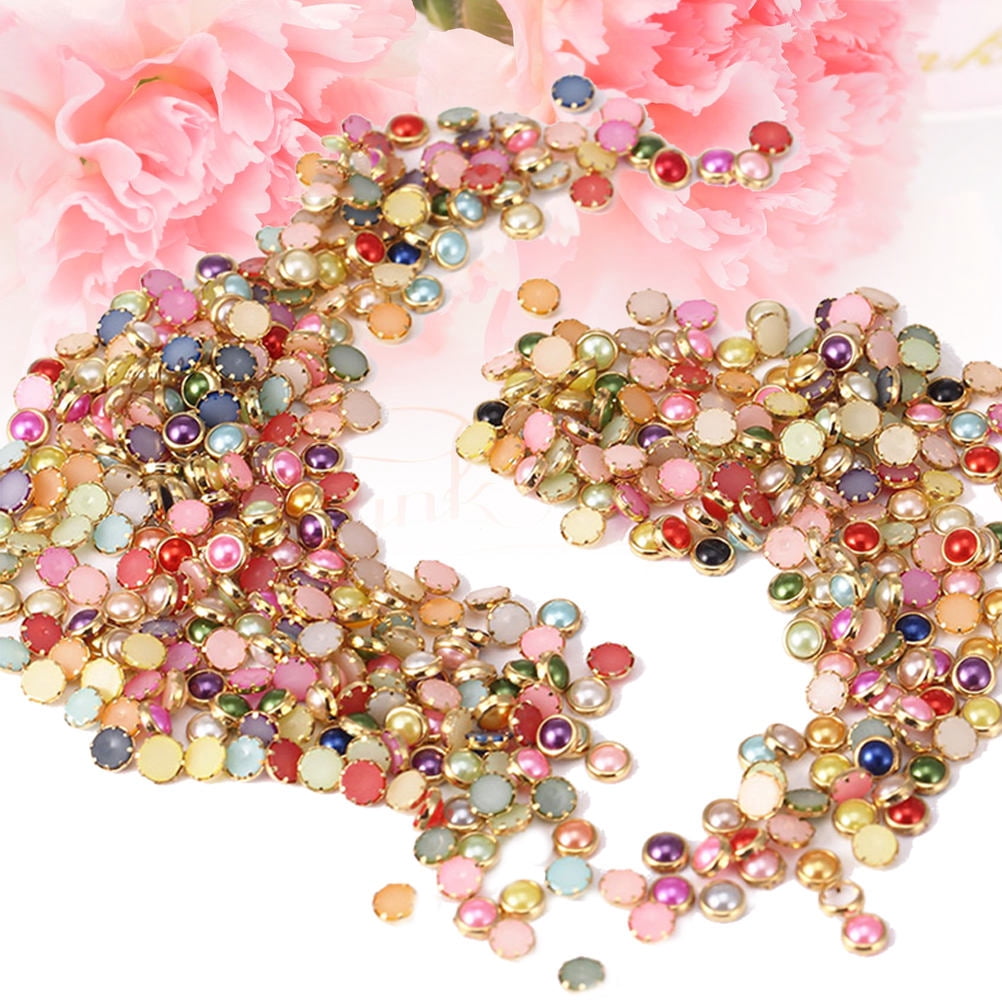 FELTECHELECTR 1000Pcs Rhinestones For Craft Abs Assorted Color Round ...