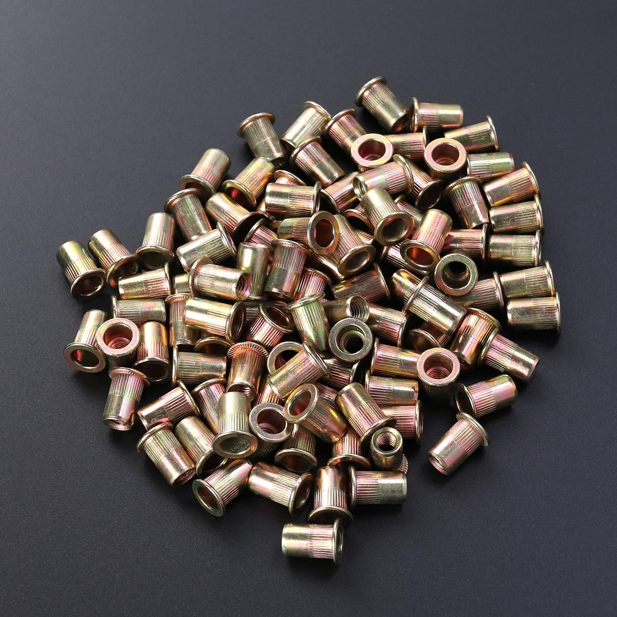 FELTECHELECTR 100Pack Rose Gold Rivet Nut Fastening Zinc Plated Carbon ...