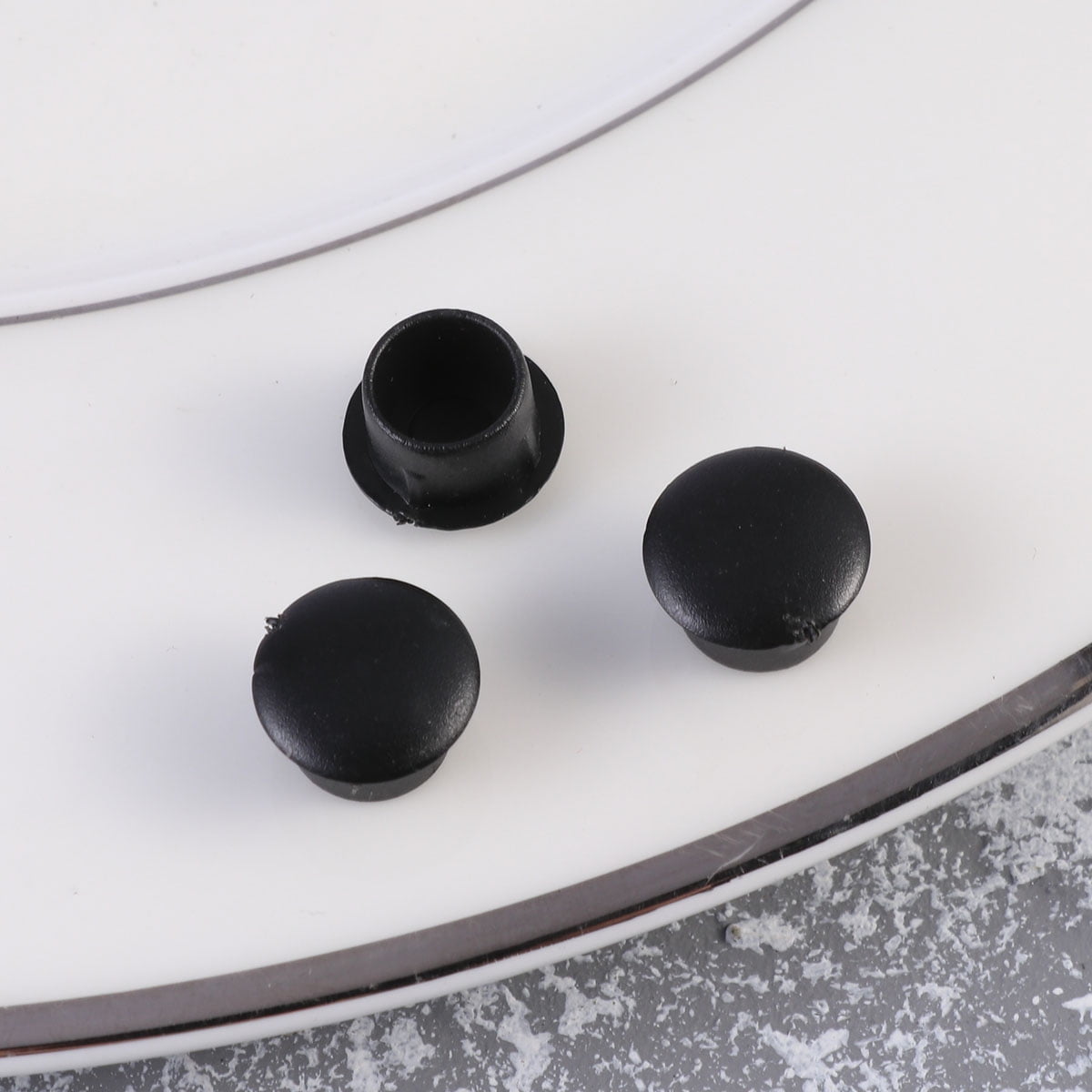 FELTECHELECTR 100Pcs Black Plastic Cabinet Hinge Cover Cap for ...