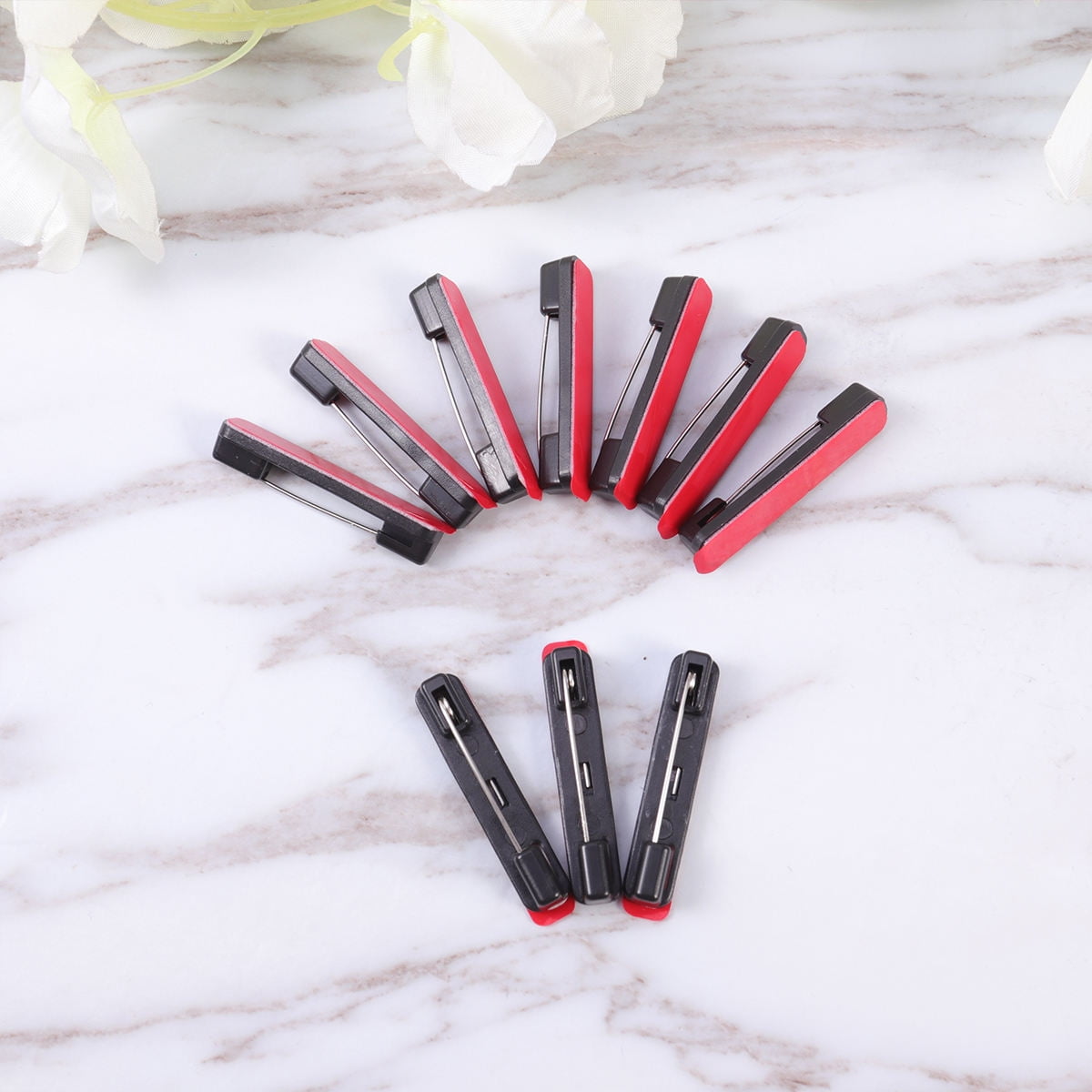 FELTECHELECTR 100Pcs Black Plastic Safety Id Tag Brooch Pin Backs for ...