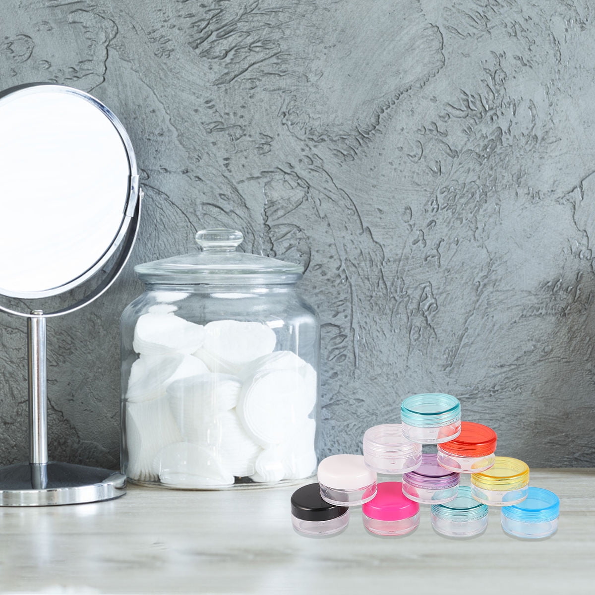 FELTECHELECTR 100Pcs Cosmetics Container Jars 3X3X1.6in Plastic Creams ...