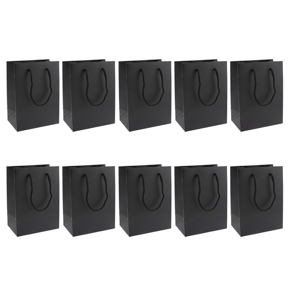 FELTECHELECTR 10Set Black Kraft Paper Tote Bags for Bread and Jelly ...