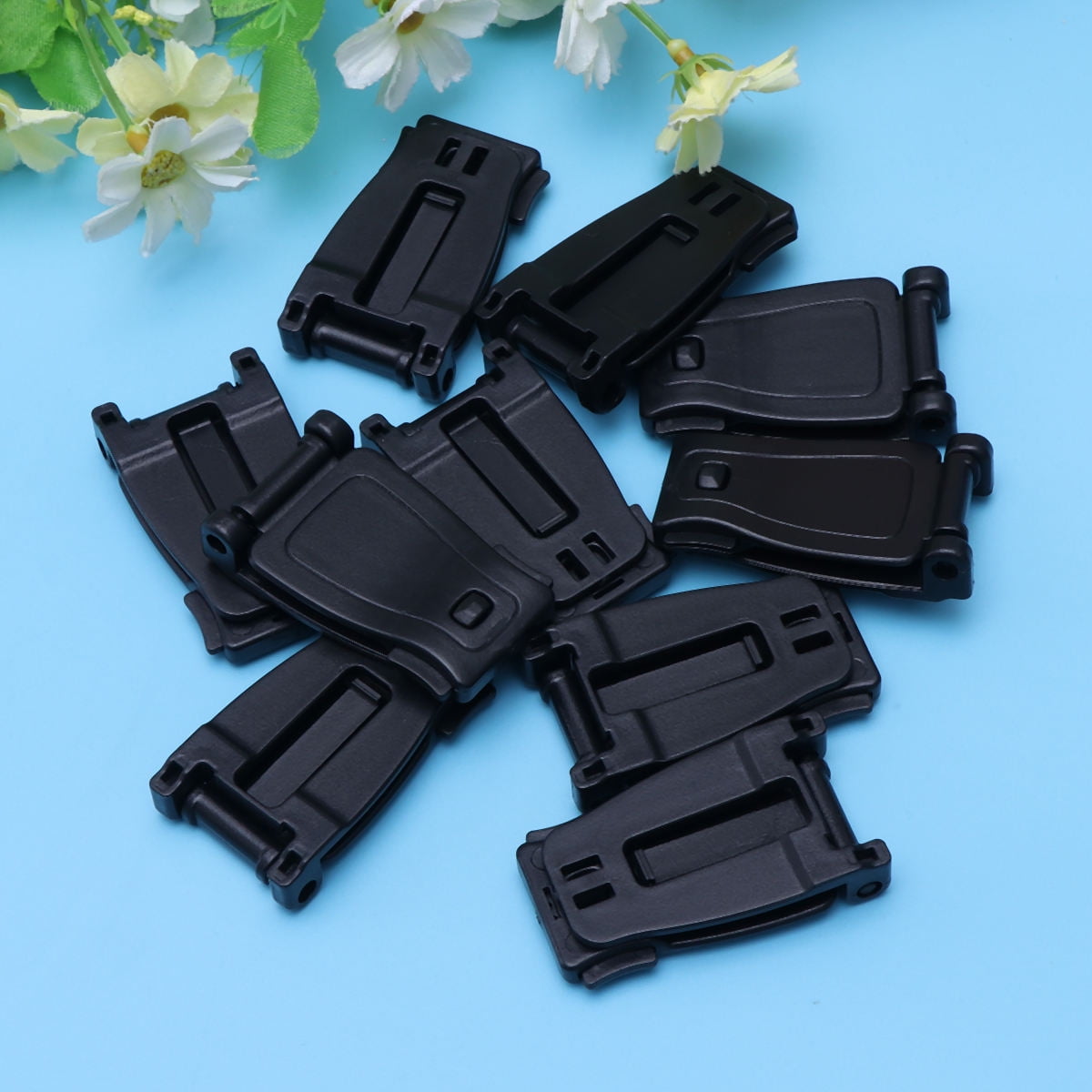 FELTECHELECTR 10Pcs Black Nylon Rectangular Buckle For Securing Straps ...