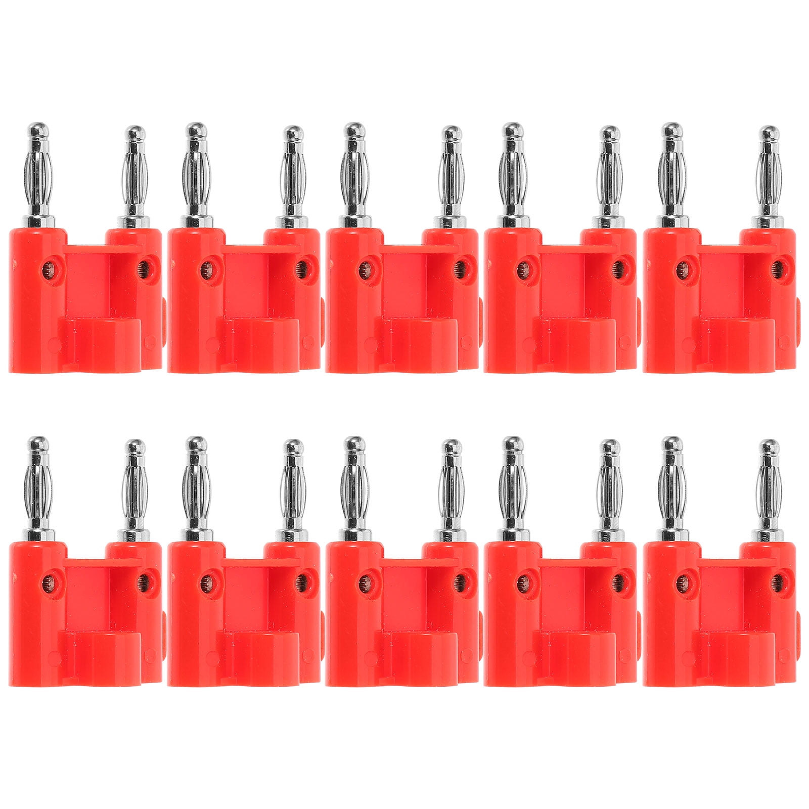 FELTECHELECTR 10Pcs Dual Banana Plugs Red ABS Material Parallel Design ...