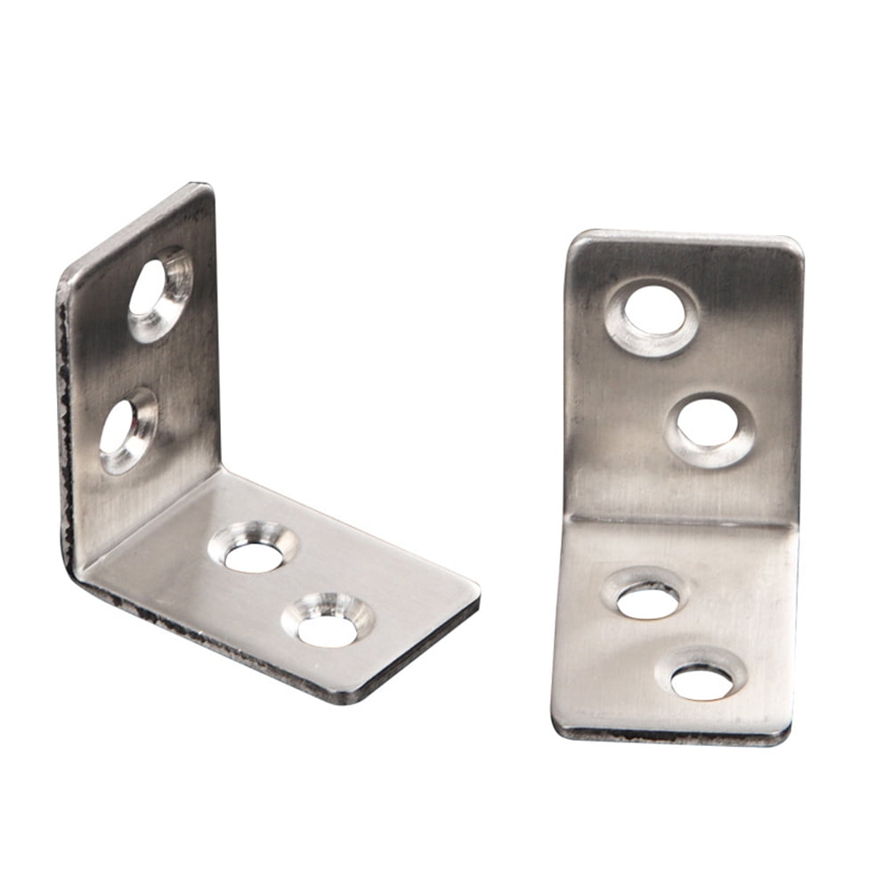 FELTECHELECTR 10Pcs L Shaped Fixed Bracket Silver Metal Angle Brackets ...