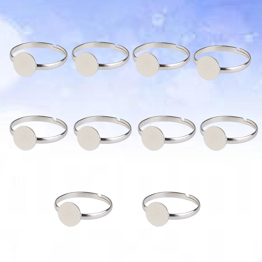 FELTECHELECTR 10Pcs Round Blank Bezel Set Metal Ring Base Nickel Free ...