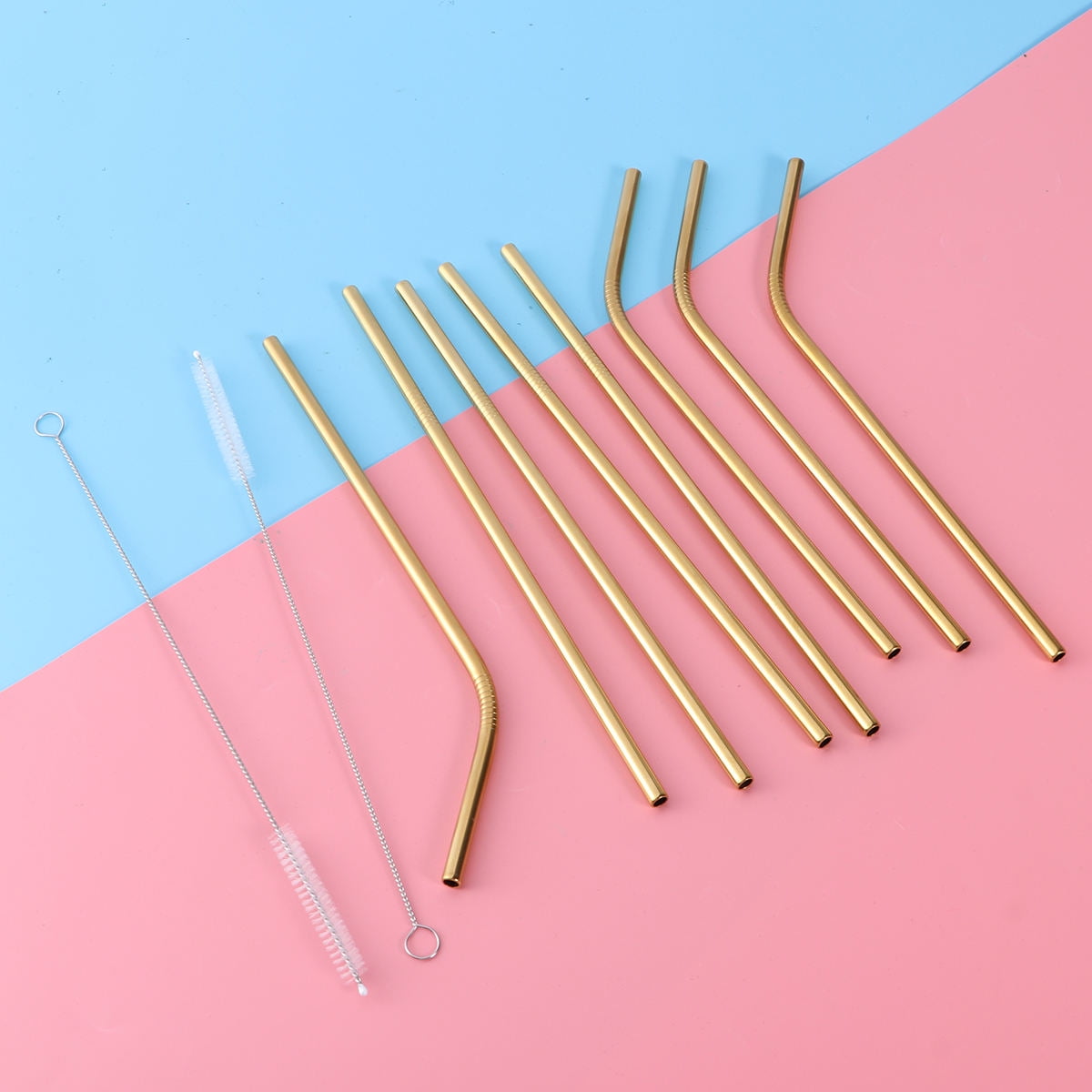 FELTECHELECTR 11Pcs Reusable Stainless Steel Metal Straw Set Design for ...