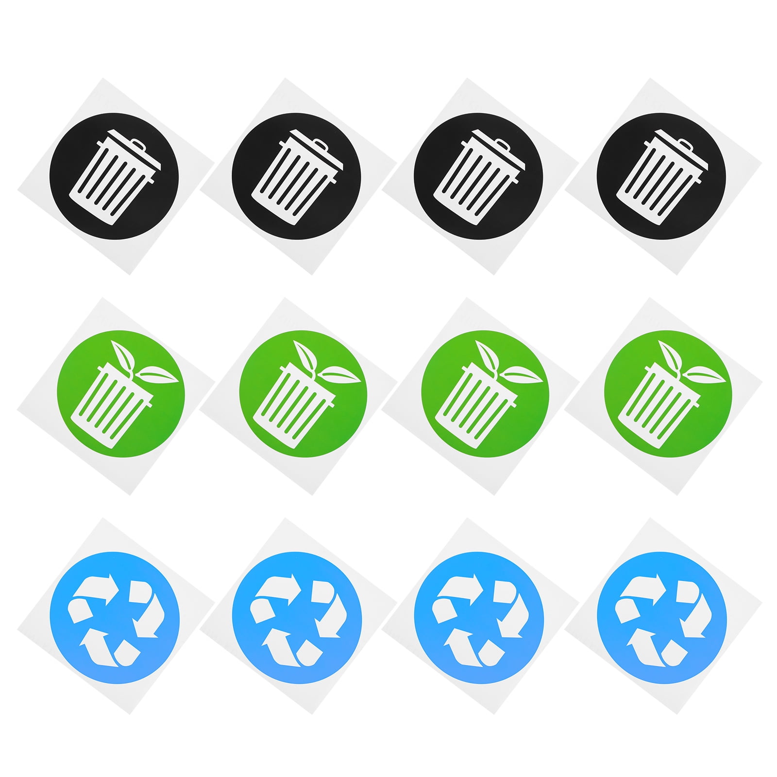 FELTECHELECTR 12Pcs Adhesive Waste Sorting Stickers Assorted Color PVC ...