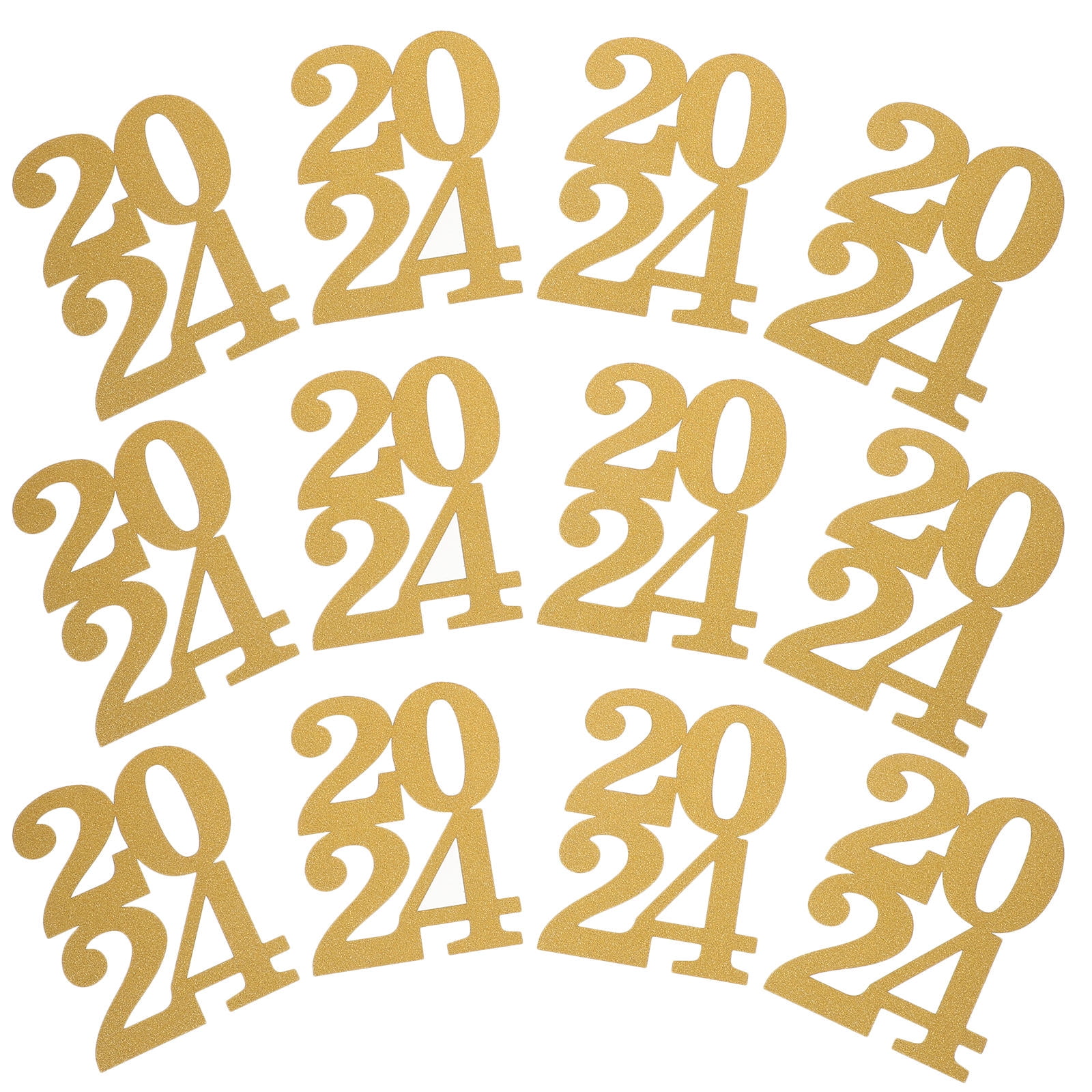 FELTECHELECTR 12Pcs Glitter 2024 Cutout Tags Paper Decorative ...