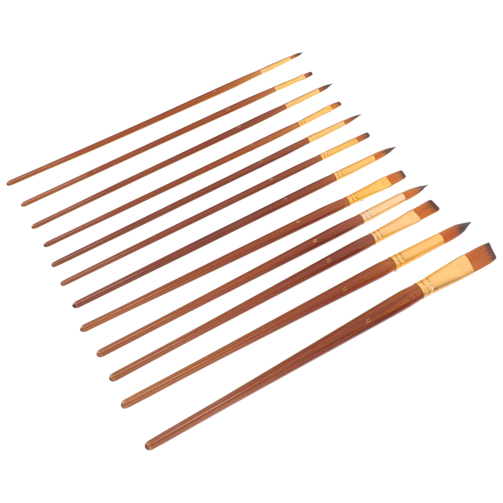 FELTECHELECTR 12Pcs Watercolor Paint Brushes Nylon Wood Long Handle for ...