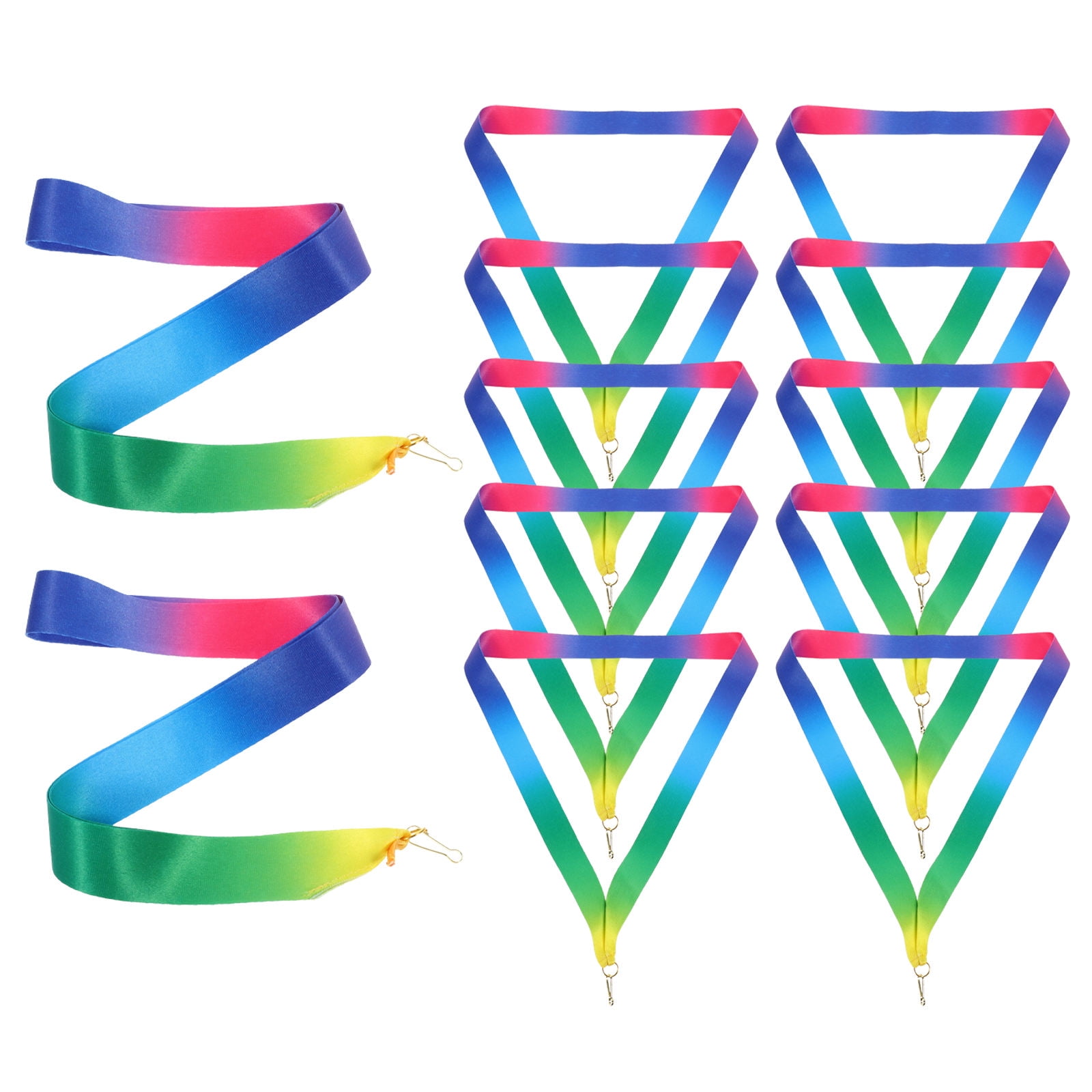 FELTECHELECTR 12pcs Medal Lanyard Ribbon Medals Rainbow Neck Ribbons ...