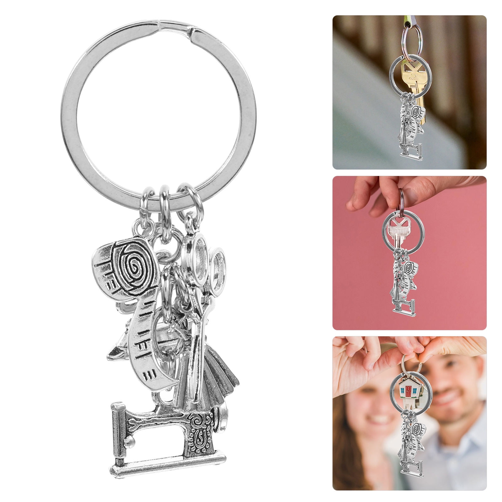 FELTECHELECTR 1Pack Alloy Keychain Scissors Sewing Machine Tailor Style ...