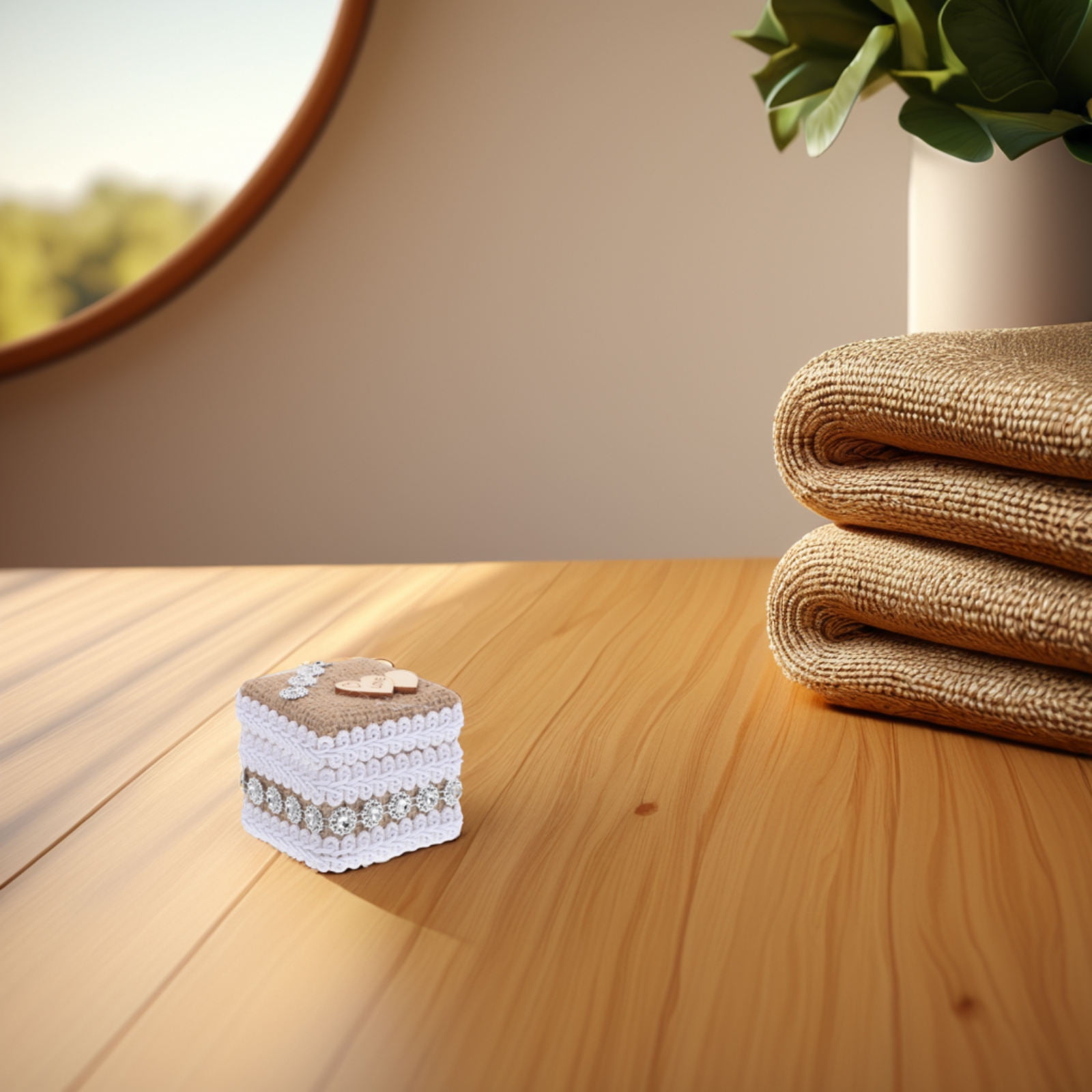 FELTECHELECTR 1Pack Assorted Color Jute Plastic Small Ring Box for ...