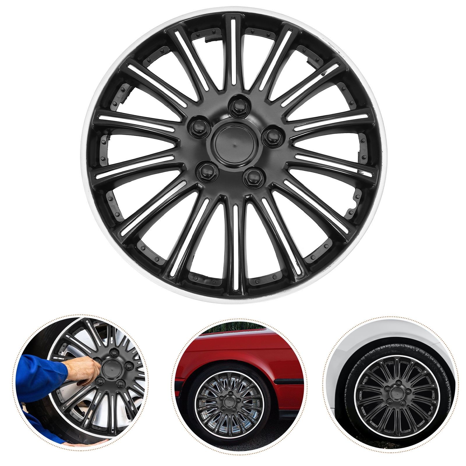 FELTECHELECTR 1Pack Car Wheel Hub Caps Circular Shape Plastic For Car ...