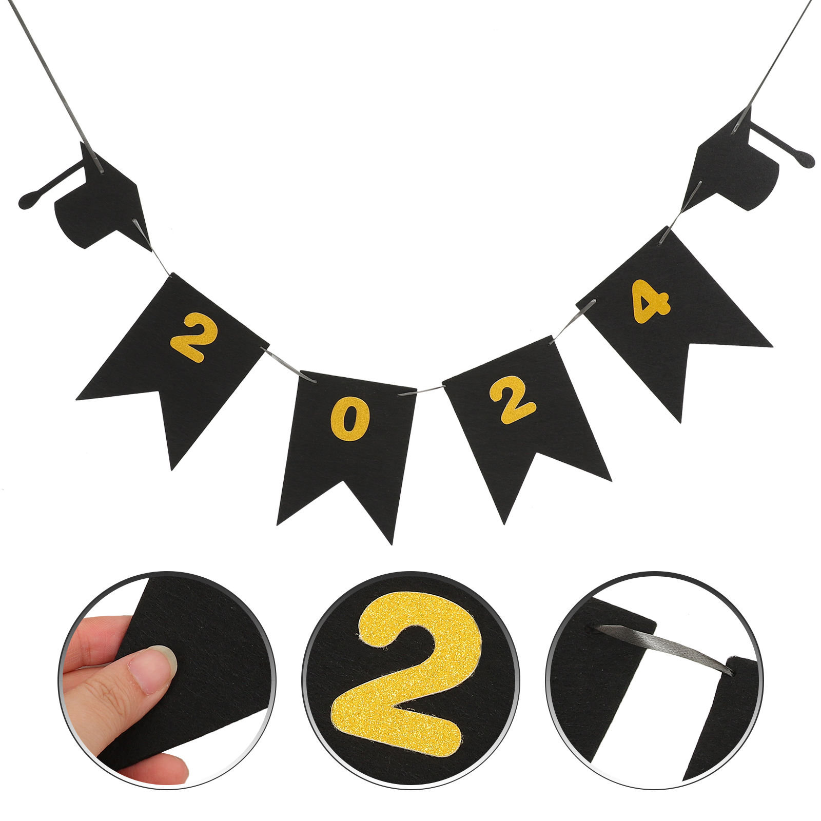 FELTECHELECTR 1Pack Graduation Banner Felt Cloth Black Tail Shape for ...