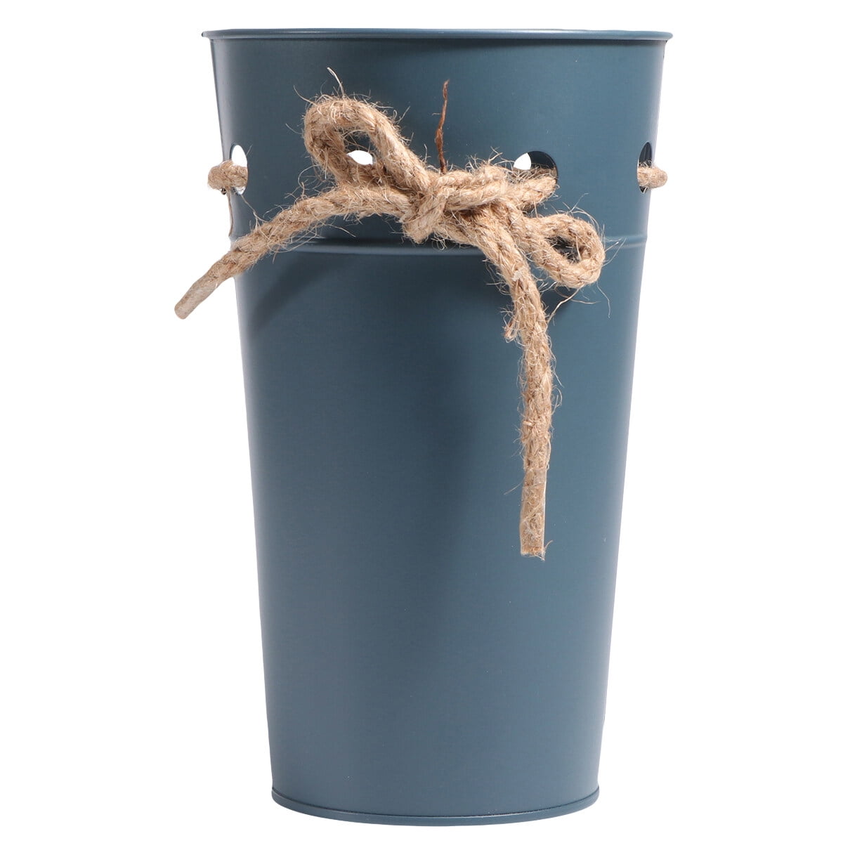 FELTECHELECTR 1Pack Iron Bucket Metal Flower Buckets Dark Blue Round ...