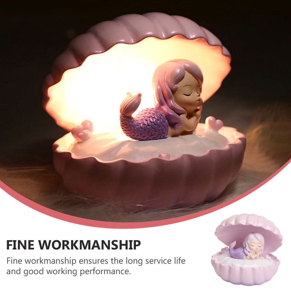 FELTECHELECTR 1Pack Pink Resin Mermaid Night Lamp for Girls Bedroom 5 ...