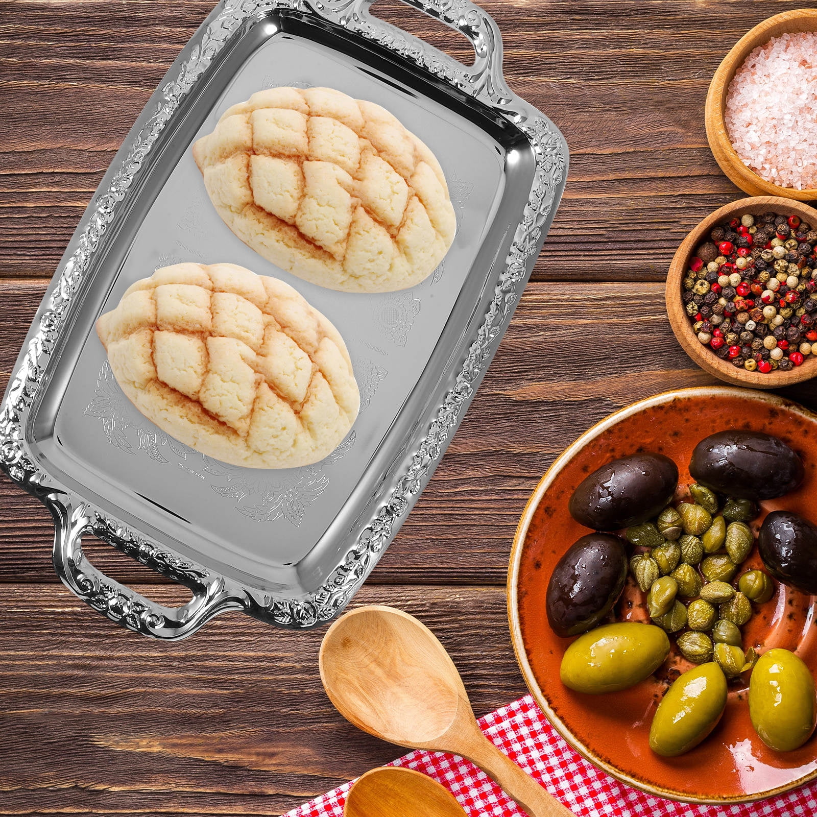 FELTECHELECTR 1Pc Catering Trays Rectangular Metal for Dining Room ...
