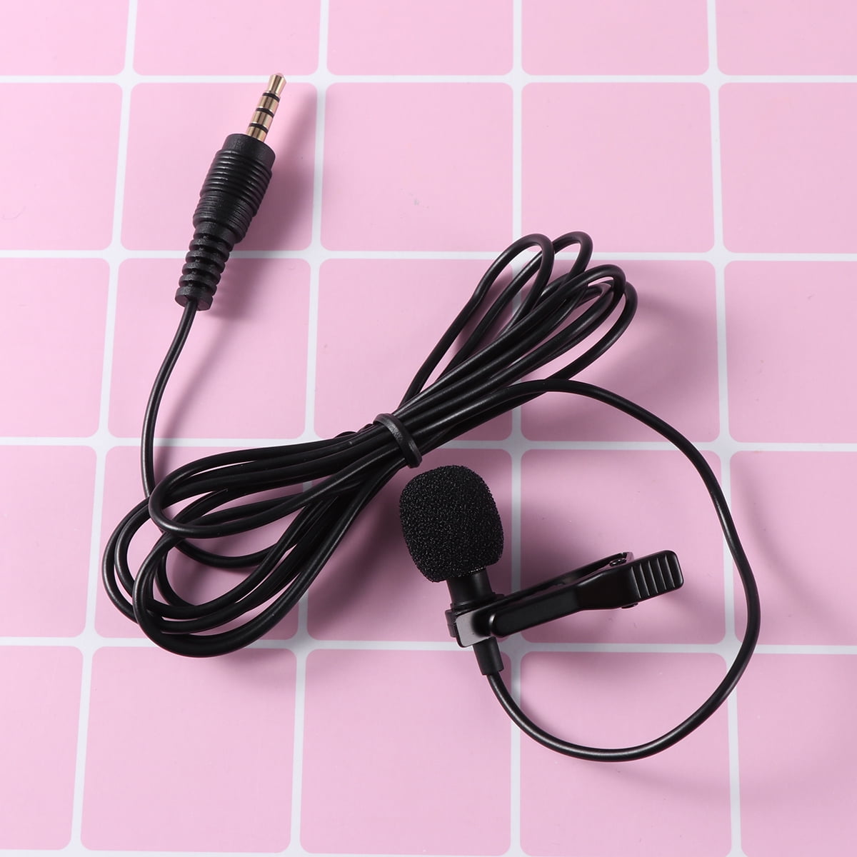 FELTECHELECTR 1Pcs Lavalier Mic Black Miniature Microphone with Wind ...