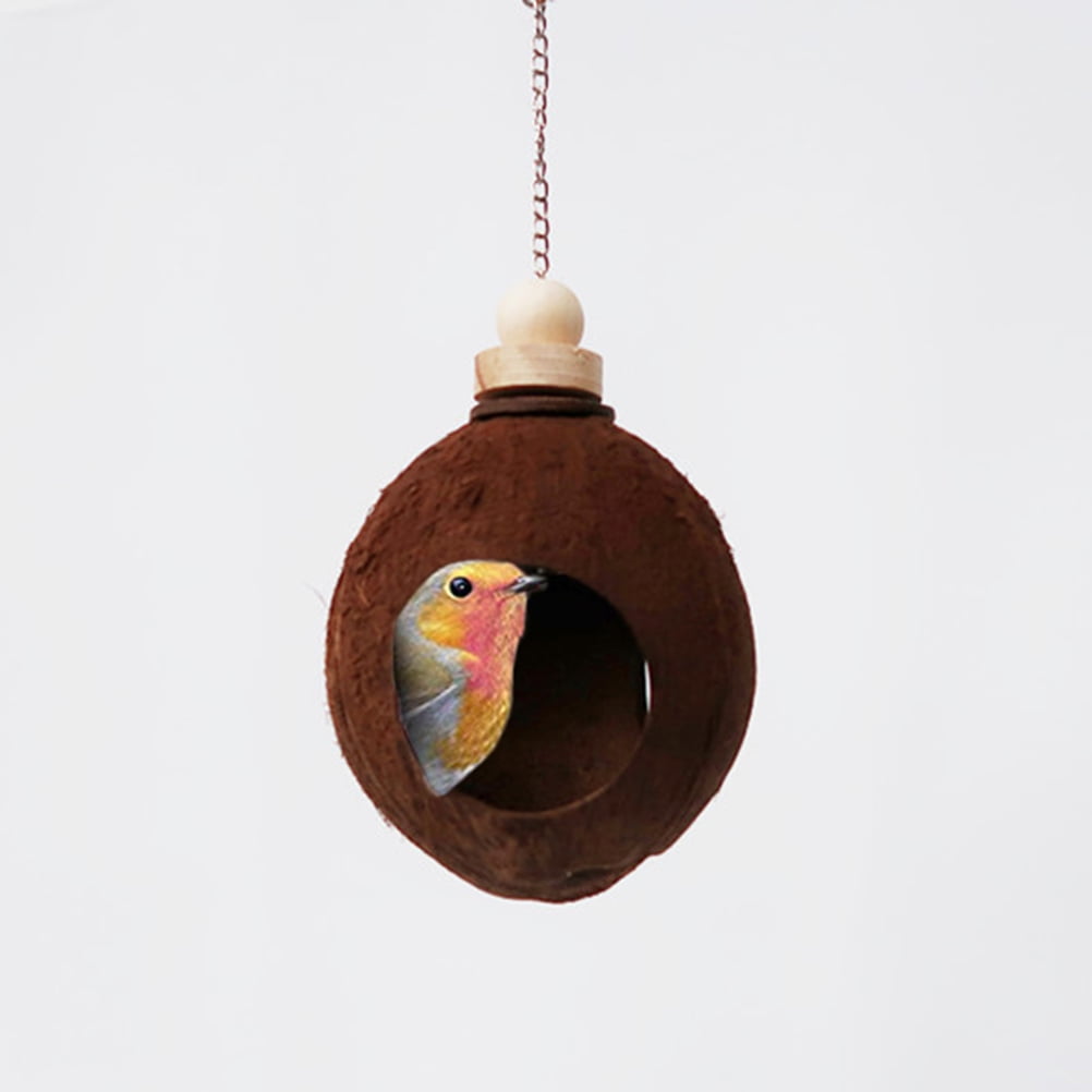FELTECHELECTR 1Pcs Outdoor Coconut House for Bird with Nesting Shelter ...