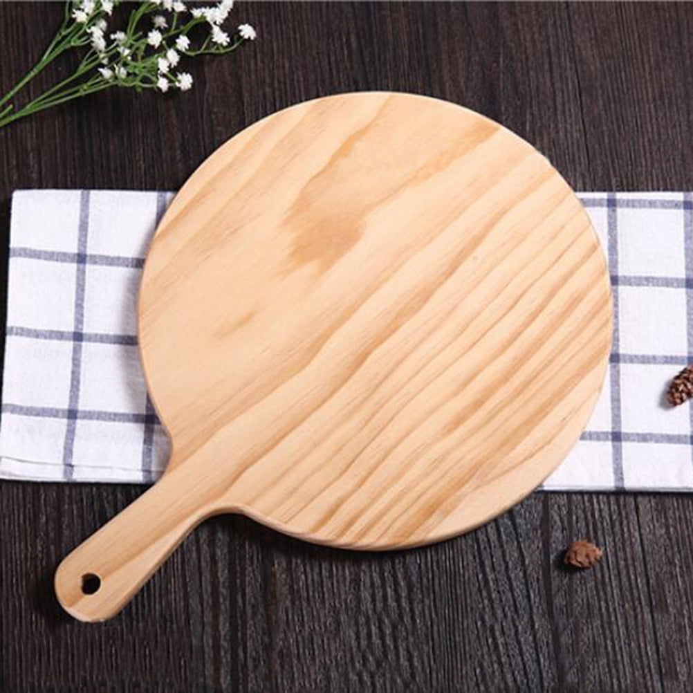 FELTECHELECTR 1Pcs Round Wood Pizza Paddle for Baking and Serving 12 ...