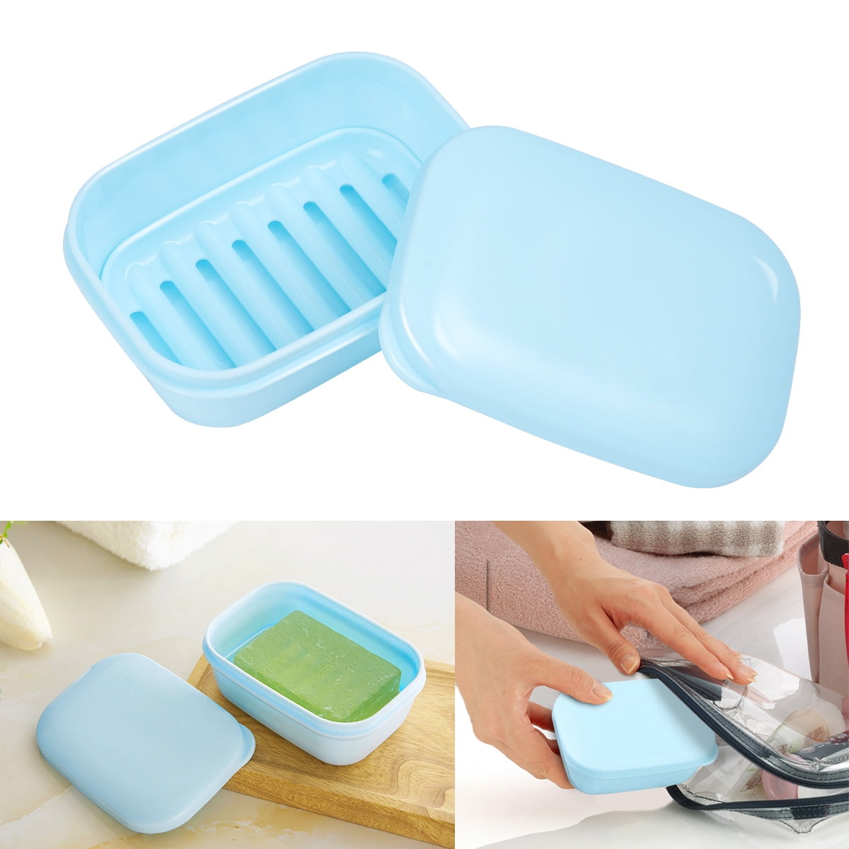 FELTECHELECTR Compact Soap Container for Traveling Light Blue 1Pcs for ...