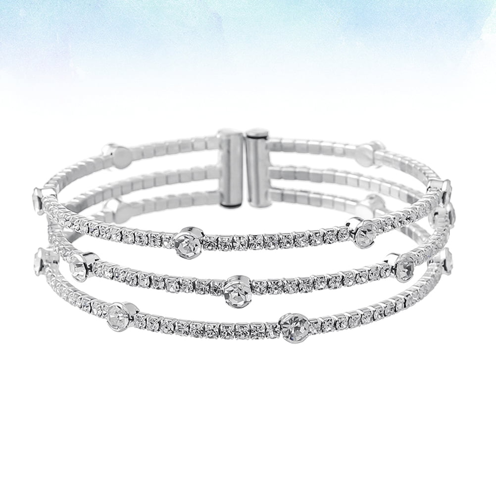 FELTECHELECTR 1Set Bracelet Circular Silver Alloy Crystal Jewelry ...