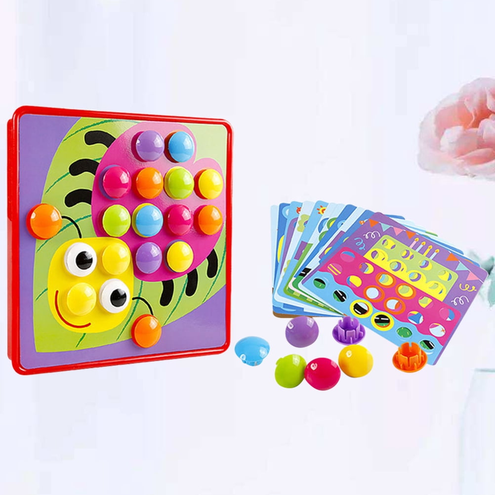 FELTECHELECTR 1Set Diy Button Toy Mushrooms Nails Pegboard Assorted ...
