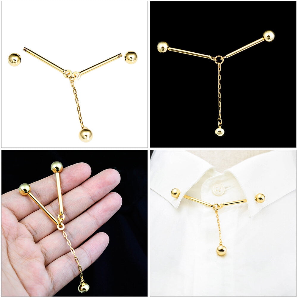 FELTECHELECTR 1Set Fashion Collar Pin Brooch Copper Alloy Golden Round Ball with Tassel for ...