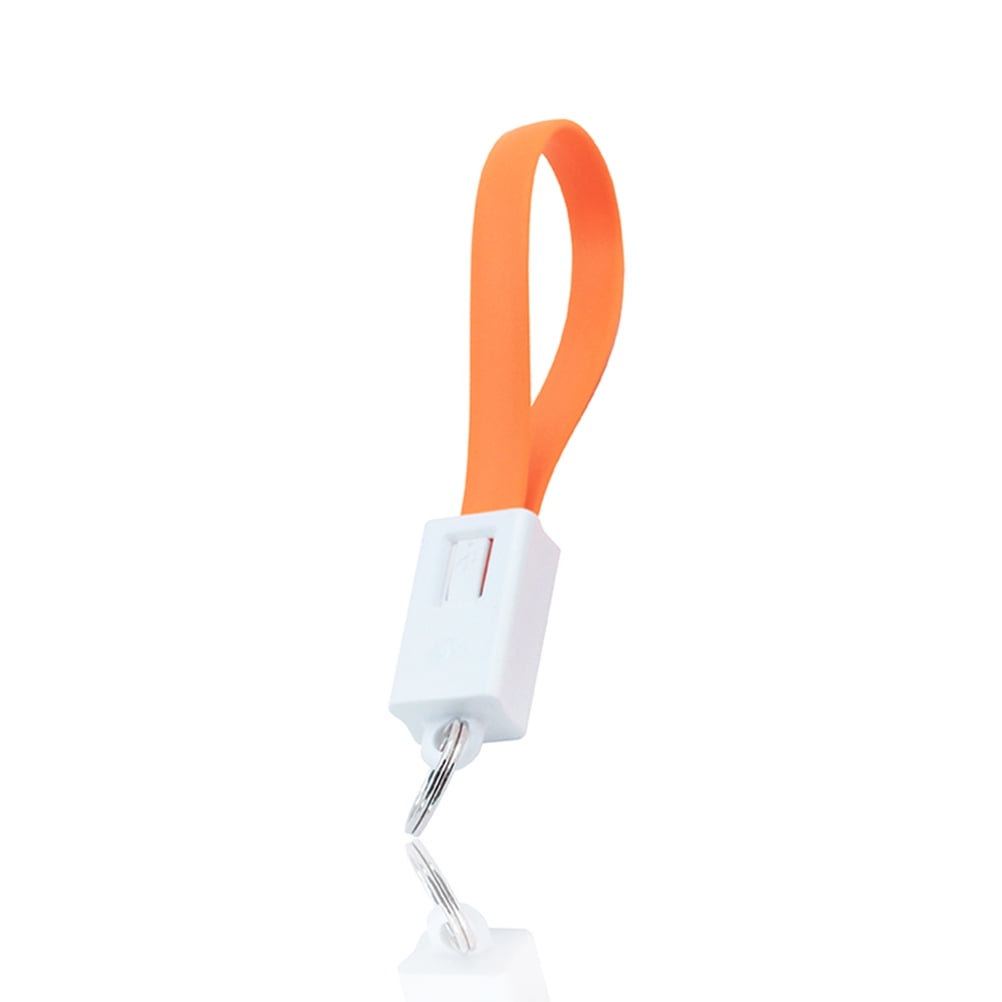 FELTECHELECTR 1Set Orange Plastic Micro USB Cable Keychain For Devices And Phones 7.87x0.3x0.4in ...