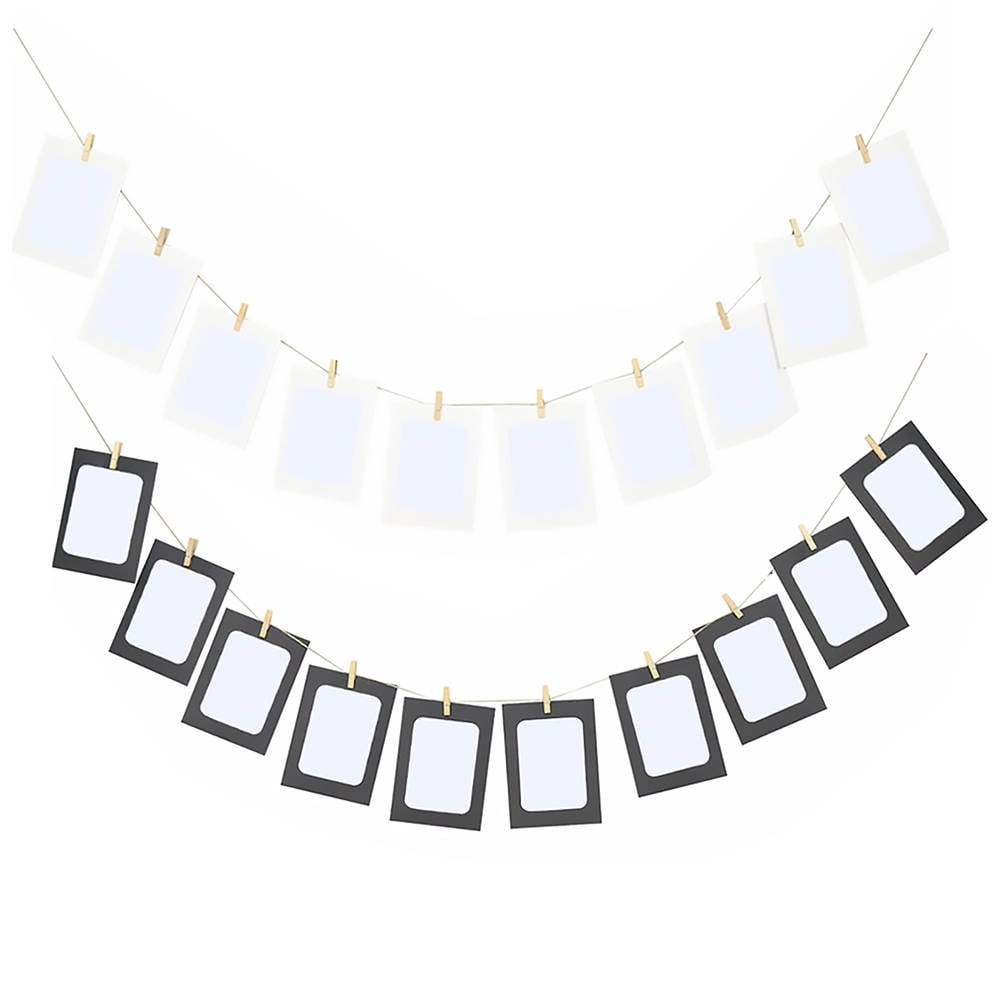 FELTECHELECTR 1Set Photo Banner Frame White Rectangle Paper Rope Wall ...