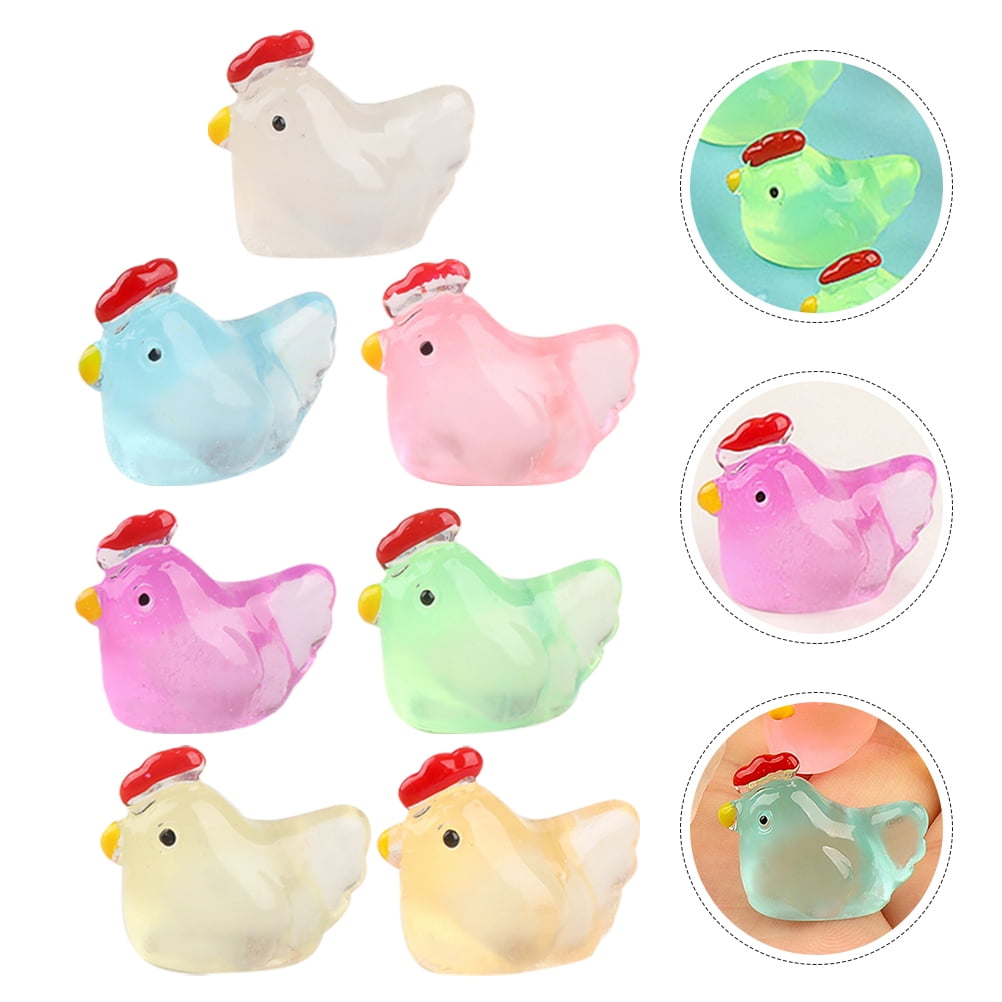 FELTECHELECTR Chicken Toy Mini Chicken Figures Resin Assorted Color ...