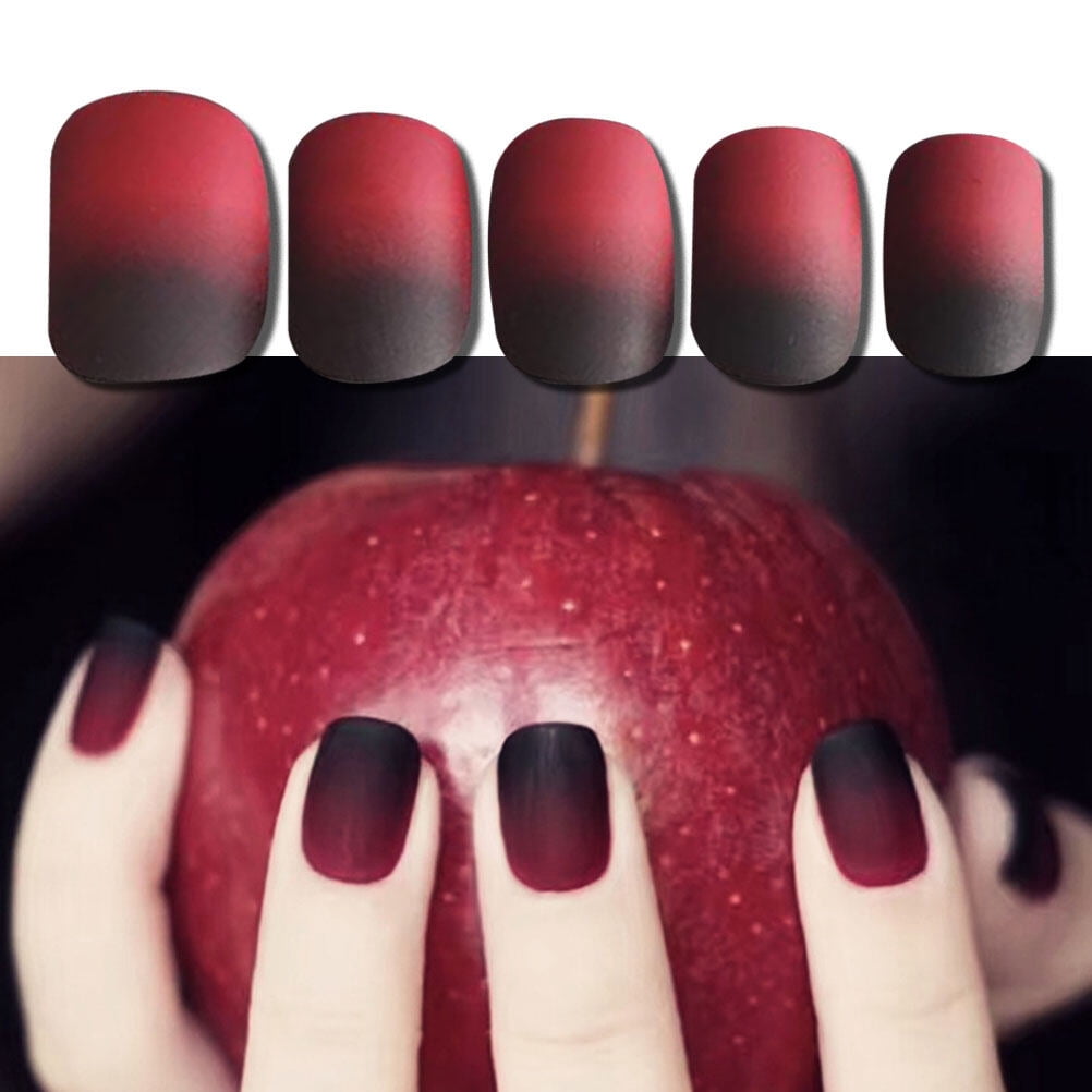 FELTECHELECTR 24Pcs Short Full Cover False Nails for Females and Nail ...