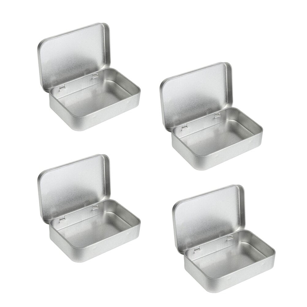 FELTECHELECTR 24Set Small Tin Box Silver Rectangular Mini Tins Grind ...