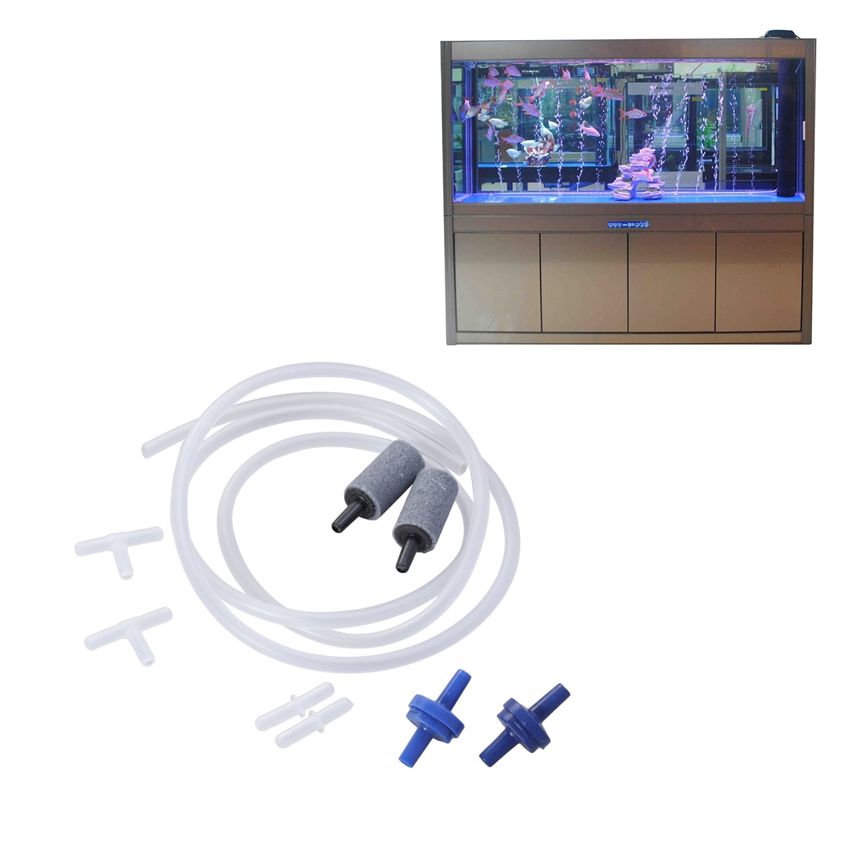 FELTECHELECTR 2Pcs Aquarium Connectors Tee Joint Straight Joint Black ...