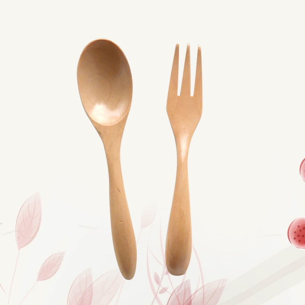 FELTECHELECTR 2Pcs Bamboo Kitchen Utensils Set Plant Oil Coating Fork ...