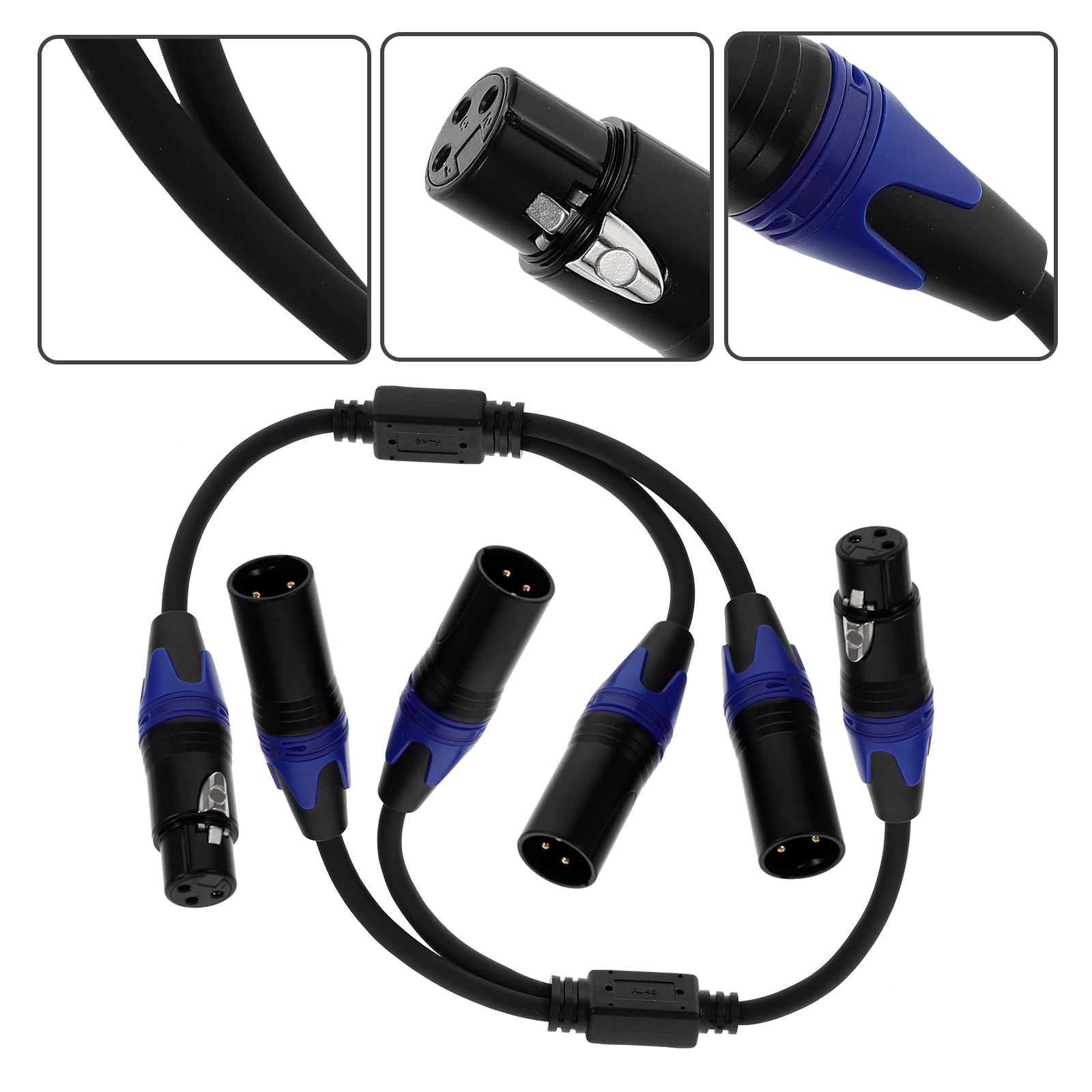 FELTECHELECTR 2Pcs Xlr Splitter Cable 34x0.8in Oxygen Free Copper Pvc ...