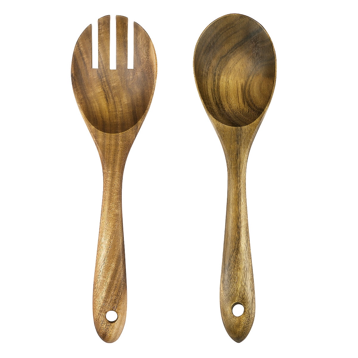 FELTECHELECTR 2Piece Wood Cooking Utensils for Eating Salad Servers Set ...