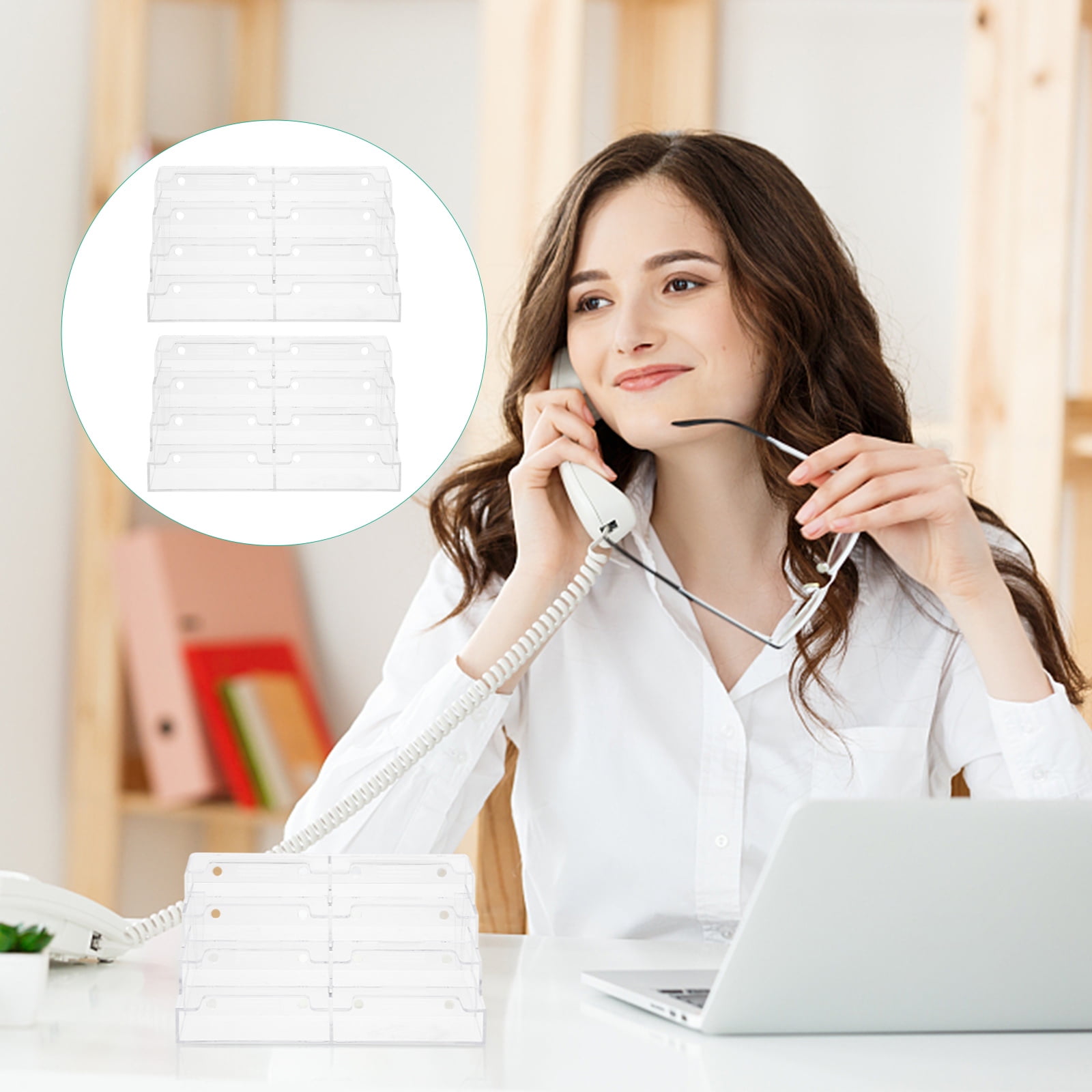 FELTECHELECTR 2Set Clear Card Holder for Office Use 7.9x3.9x3.6in ...