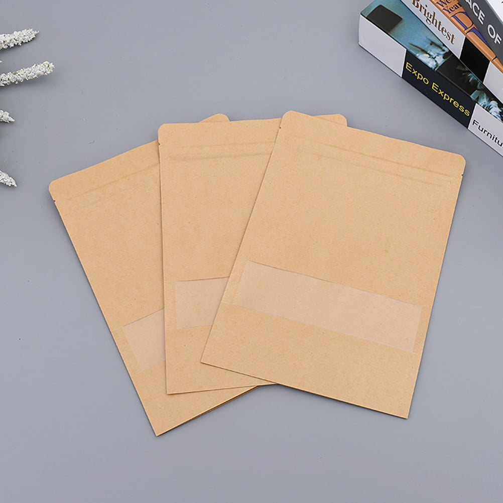 FELTECHELECTR 30Pack Khaki Paper Pouch With Transparent Window For ...