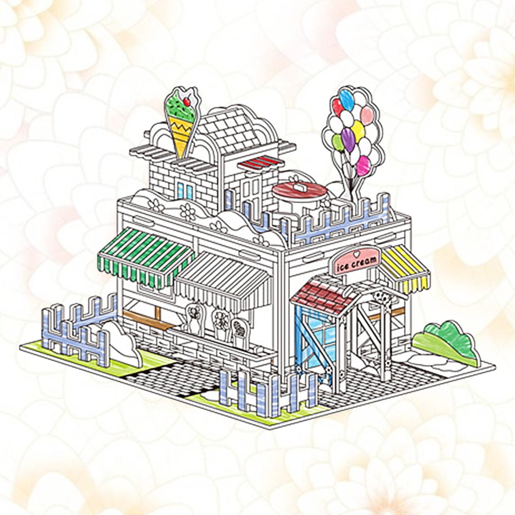 FELTECHELECTR 3D House Shape Puzzles for Kids DIY Graffiti Intellectual ...