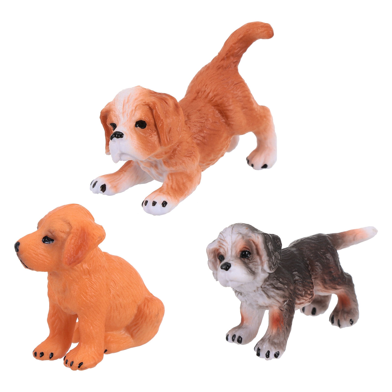 FELTECHELECTR 3Pack Realistic Small Animal Statues Puppy Model Design ...