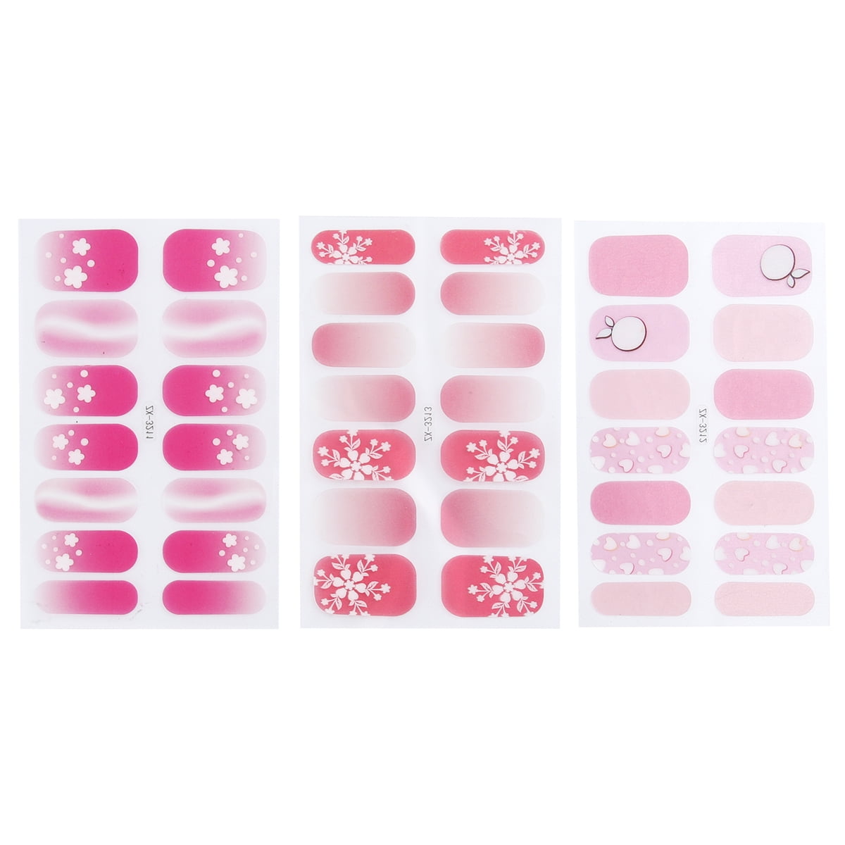 FELTECHELECTR 3Pcs Nail Sticker Assorted Color Full Cover Nail 9.9x2 ...