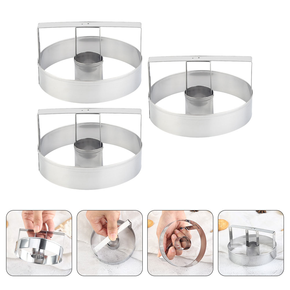 FELTECHELECTR 3Pcs Round Biscuit Molds Stainless Steel Press-and-Form ...