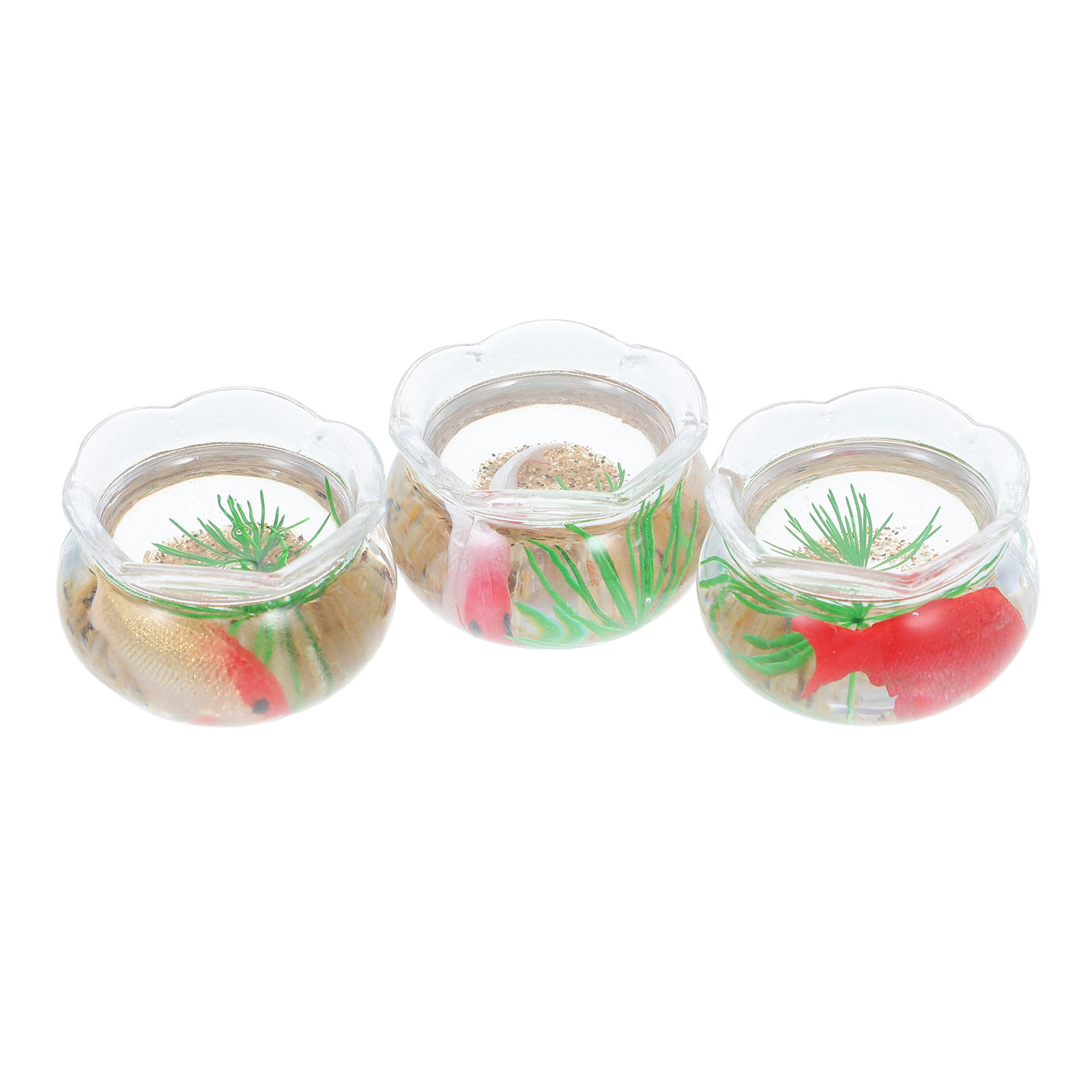 FELTECHELECTR 3Set Goldfish Bowl As Fish Decorations For Tank Red Clear ...